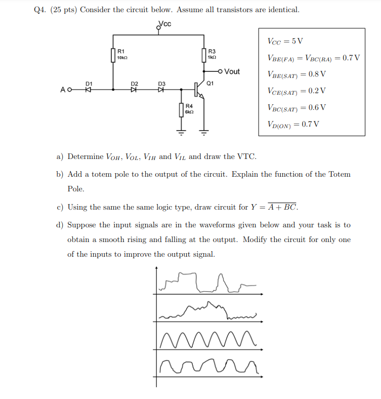 Solved Q4. (25 pts) Consider the circuit below. Assume all | Chegg.com
