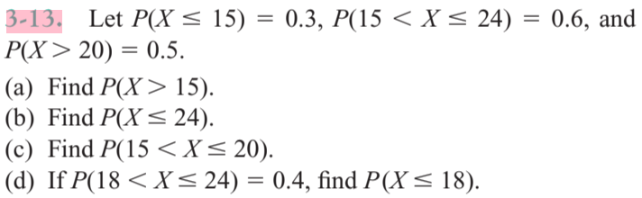 Solved 3-13. Let P(X≤15)=0.3,P(15 | Chegg.com