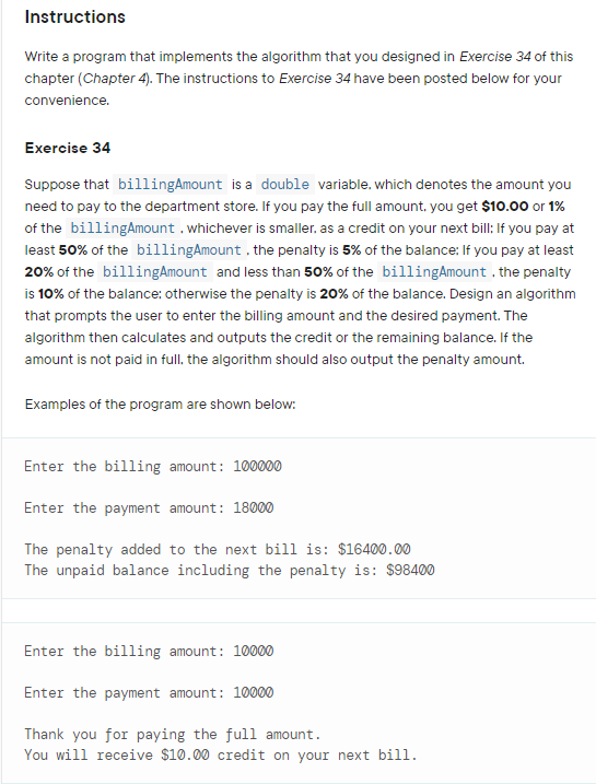 Solved Instructions Write a program that implements the | Chegg.com
