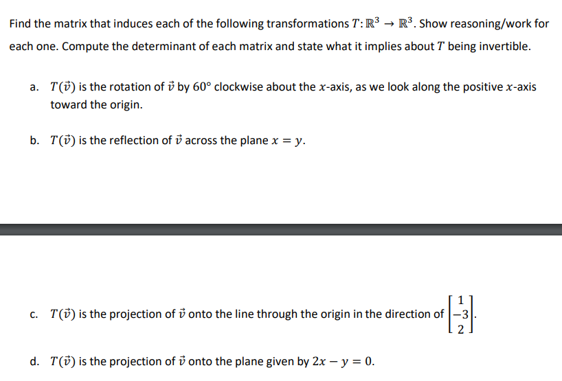 Solved Find the matrix that induces each of the following | Chegg.com
