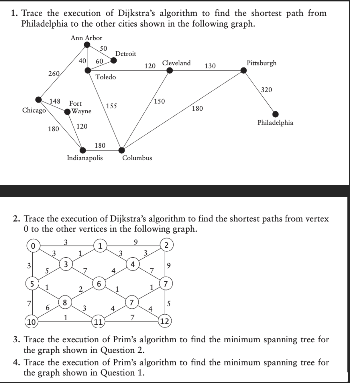 Solved question 3 ﻿and 4 ﻿only Trace the execution of | Chegg.com
