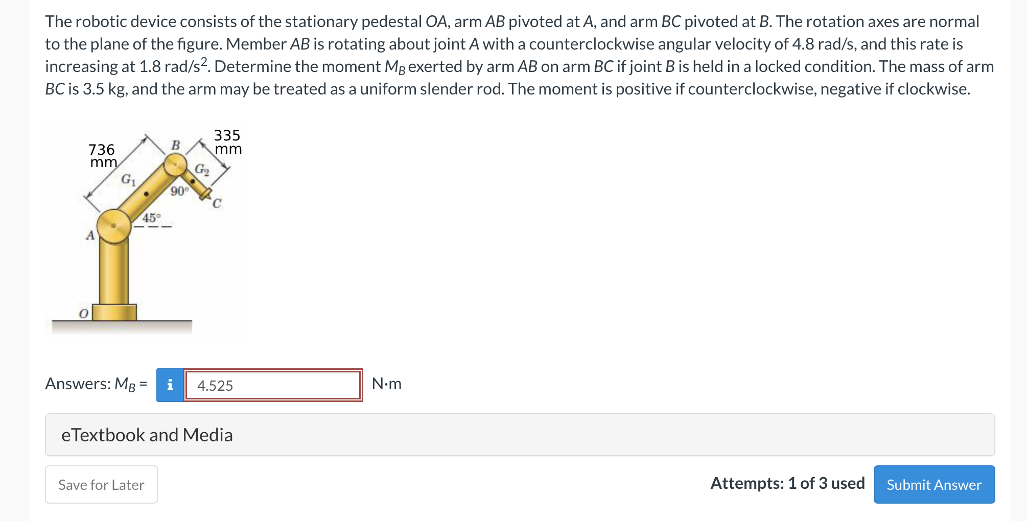 Solved The robotic device consists of the stationary | Chegg.com