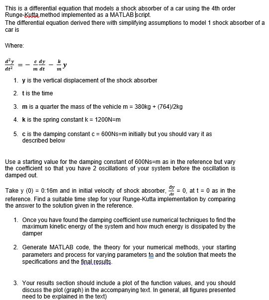 Solved This is ﻿a differential equation that models a shock | Chegg.com