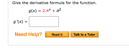 Solved Give the derivative formula for the function. g(x) = | Chegg.com