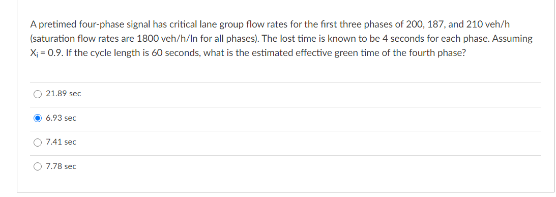 Solved A pretimed four-phase signal has critical lane group | Chegg.com