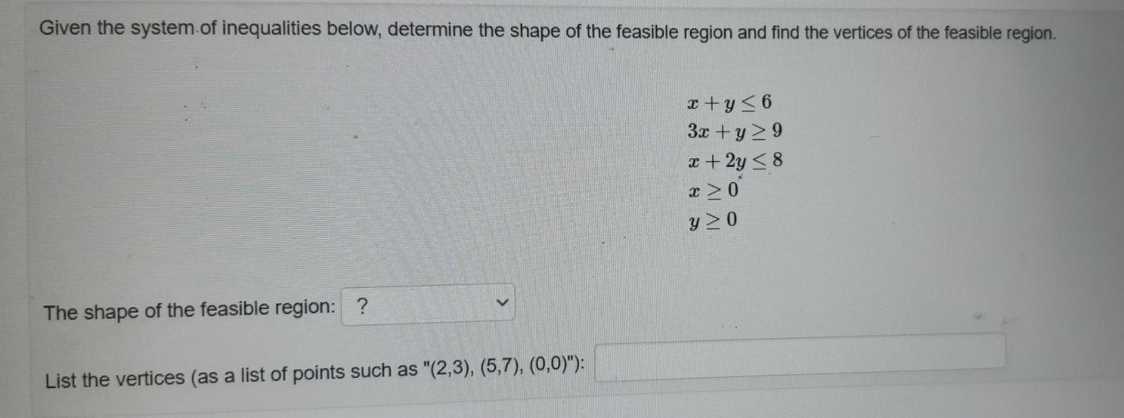 Solved Given the system of inequalities below, determine the | Chegg.com