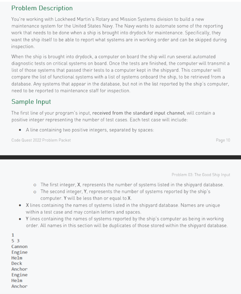 Problem Description You're working with Lockheed | Chegg.com