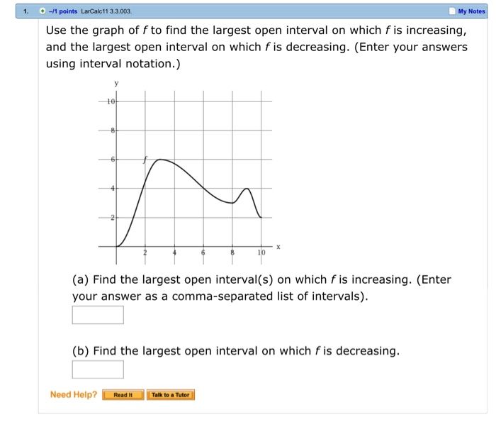 Solved 1. -1 points LarCalc11 3.3.003. My Notes Use the | Chegg.com