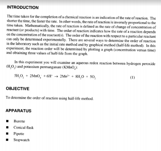 Solved Table: Volume of KMnO4 Used and Concentration of H2O2 | Chegg.com