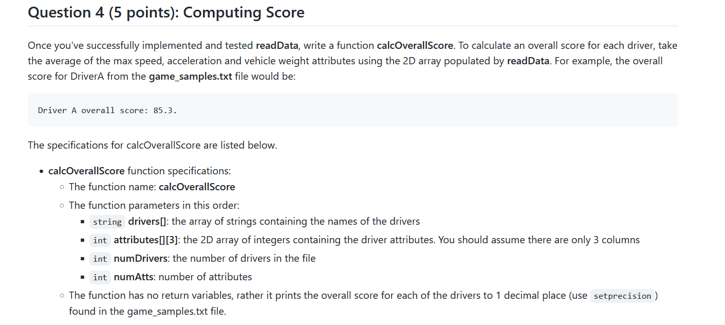 Question 4 (5 points): Computing Score Once you've | Chegg.com