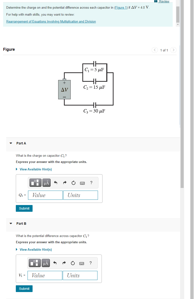Solved Determine the charge on and the potential difference | Chegg.com