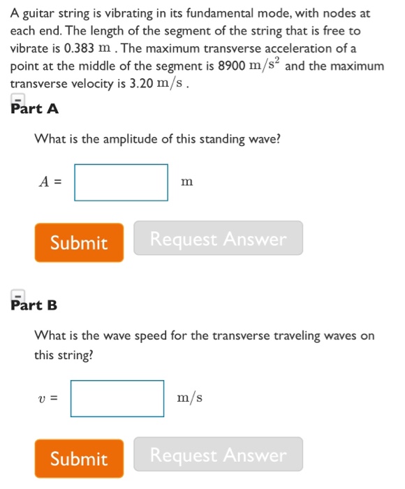 Solved A guitar string is vibrating in its fundamental mode, | Chegg.com