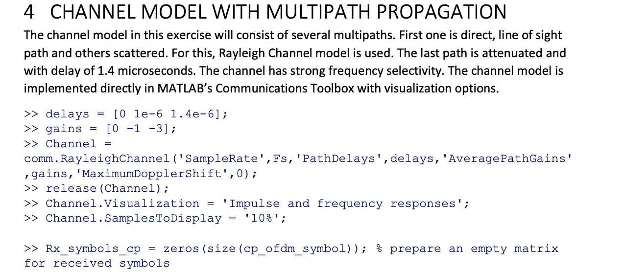Solved 4 CHANNEL MODEL WITH MULTIPATH PROPAGATION The | Chegg.com