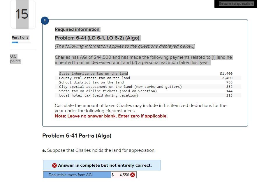 Solved Problem 6-38 (LO 6-2) (Algo) [The following | Chegg.com