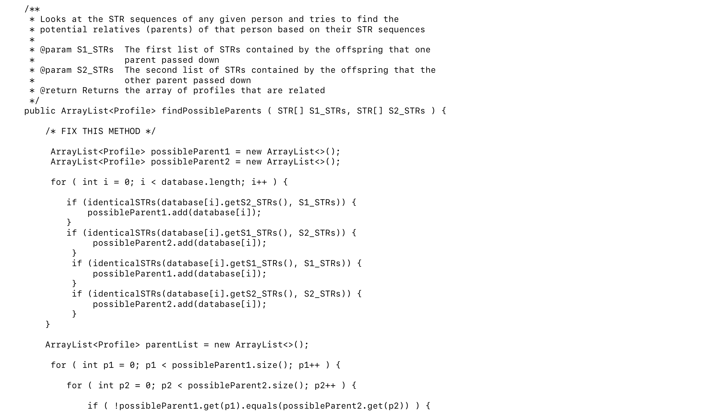 Solved 6. createDatabaseSTRs() Creates the STRs for each | Chegg.com