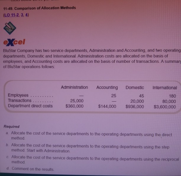 Solved 11-49. Comparison of Allocation Methods (LO 11-2, 3, | Chegg.com