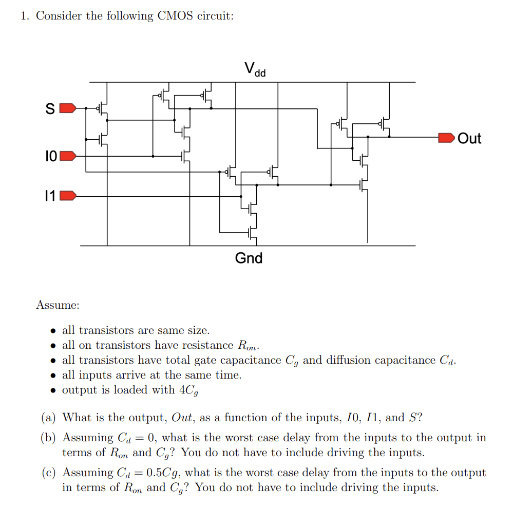 Solved Consider the following CMOS circuit:Assume:all | Chegg.com