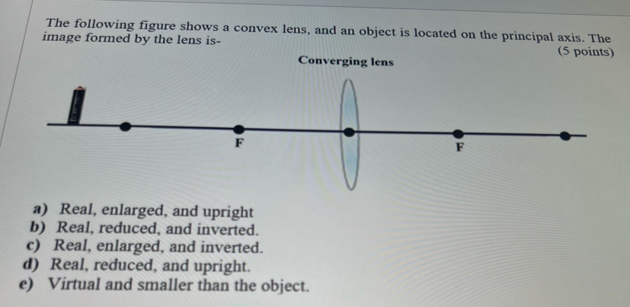 [Solved]: The following figure shows a convex lens, and an
