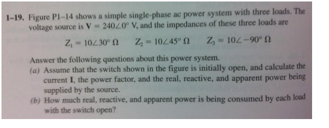 Solved 1-19. Figure Pl-14 shows a simple single-phase ac | Chegg.com