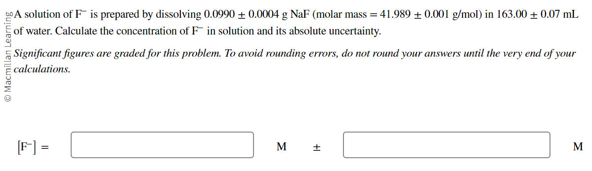 Solved ?CnA solution of F-is prepared by dissolving | Chegg.com
