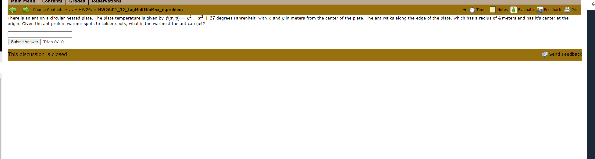 Solved Main Menu Contents Grades Reservations Course | Chegg.com