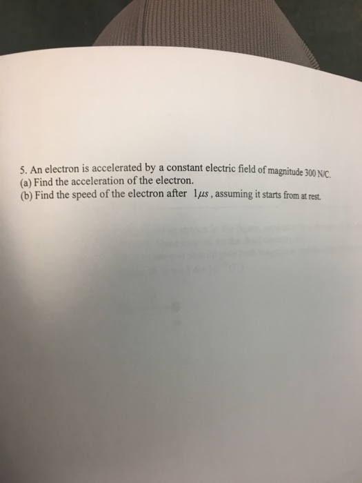 Solved An Electron Is Accelerated By A Constant Electric