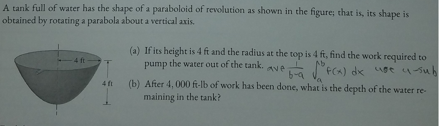 Solved A tank full of water has the shape of a paraboloid of | Chegg.com