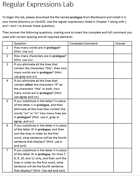 Solved Regular Expressions Lab 2 3 To begin this lab, please | Chegg.com