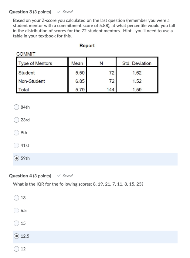 Solved Question 1 (3 points) Saved A researcher studied | Chegg.com