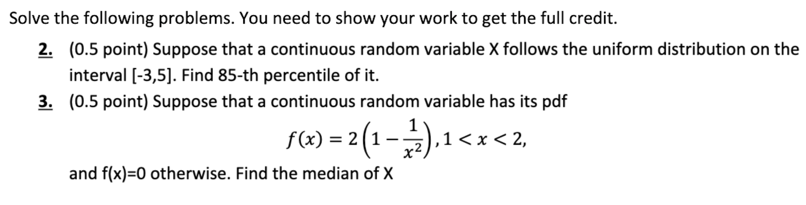 Solved Continuous random variable, uniform distribution, and | Chegg.com