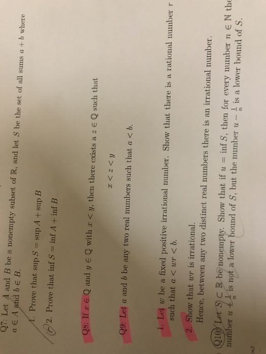 Solved Q7: Let A and B be a nonempty subset of R, and let S | Chegg.com