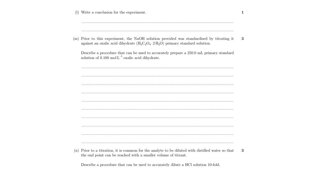 against an oxalic acid dihydrate (H2C2O4*2H2O) | Chegg.com