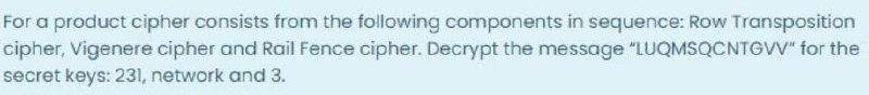 Solved For a product cipher consists from the following | Chegg.com