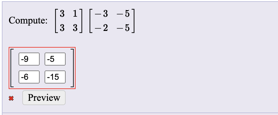 Solved Compute: [33] [-3 =5) -9 -5 -6 -15 * Preview | Chegg.com