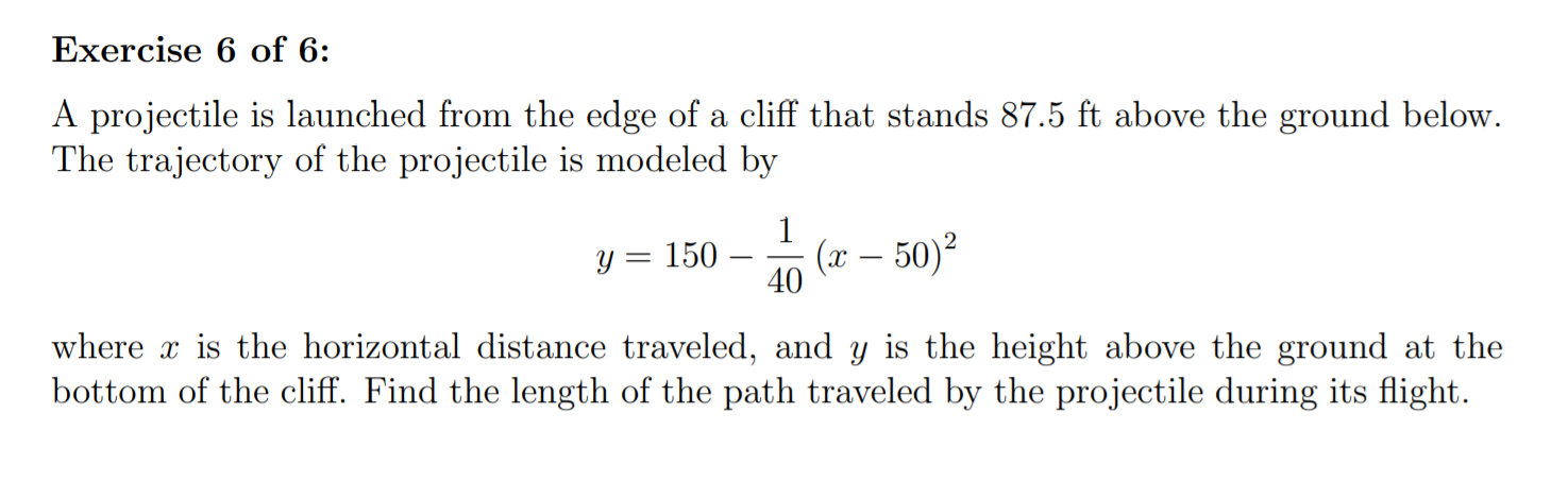Solved Exercise 6 of 6: A projectile is launched from the | Chegg.com