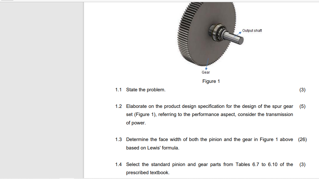 Solved QUESTION 1 SELECTION OF GEARS [37] A pair of spur | Chegg.com