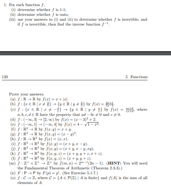 Solved . For each function f, (i) determine whether f is | Chegg.com