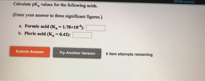 Solved Reforences Calculate pKa values for the following | Chegg.com