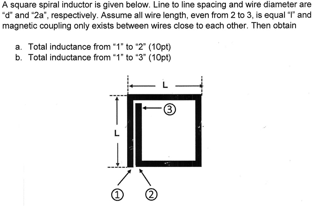 Solved A square spiral inductor is given below. Line to line | Chegg.com