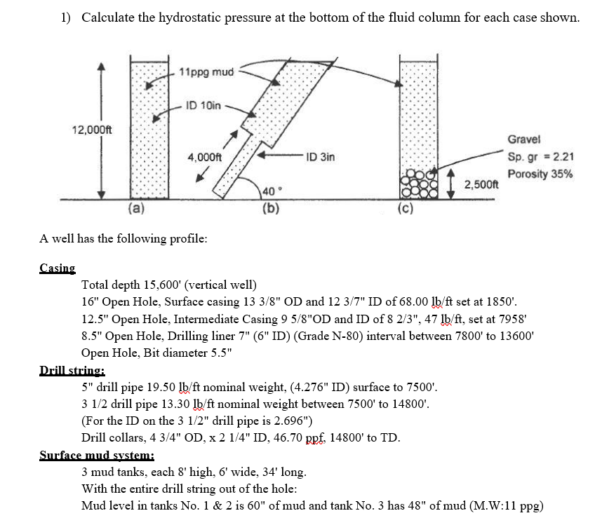 1 Calculate The Hydrostatic Pressure At The Bottom
