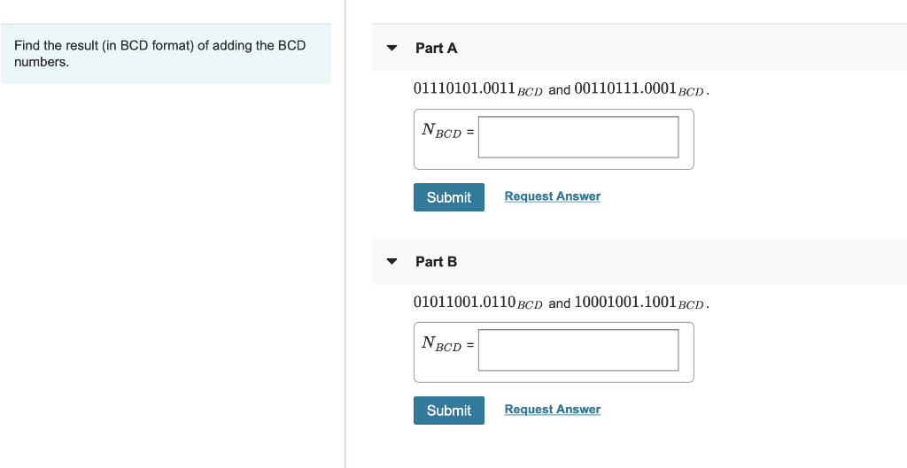 Solved Find the result (in BCD format) of adding the BCD | Chegg.com