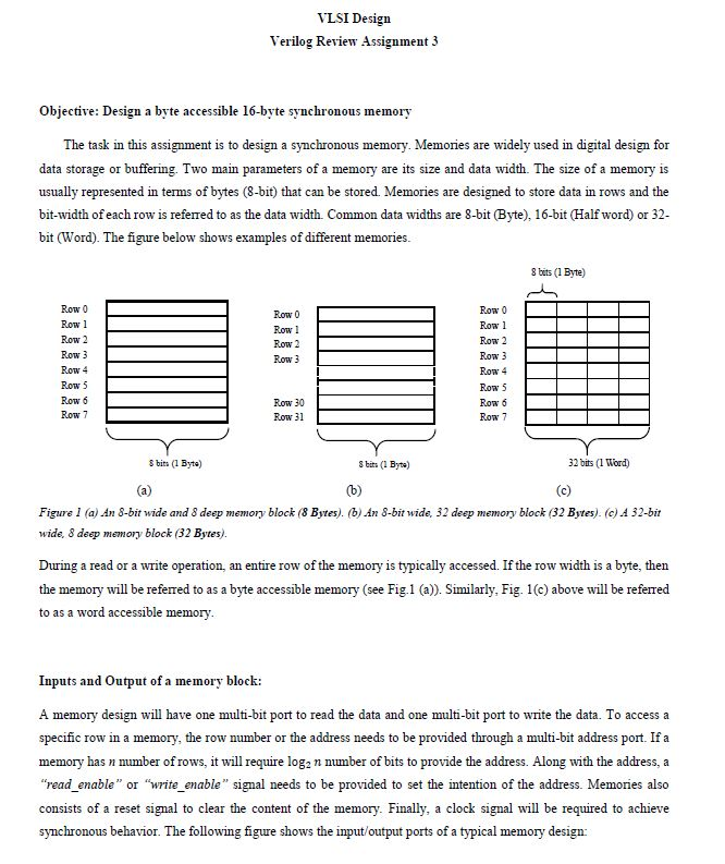 Design a byte accessible 16-byte synchronous | Chegg.com