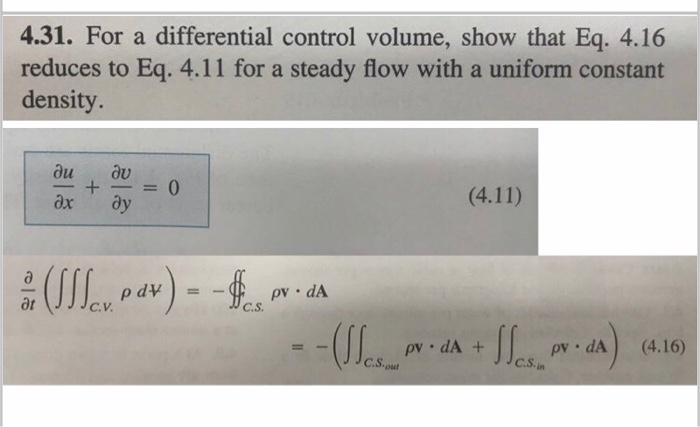 Solved 4.31. For a differential control volume, show that | Chegg.com