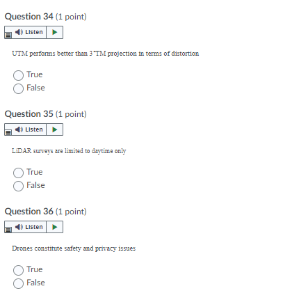 Solved Question 34 (1 point) Listen UTM performs better than | Chegg.com
