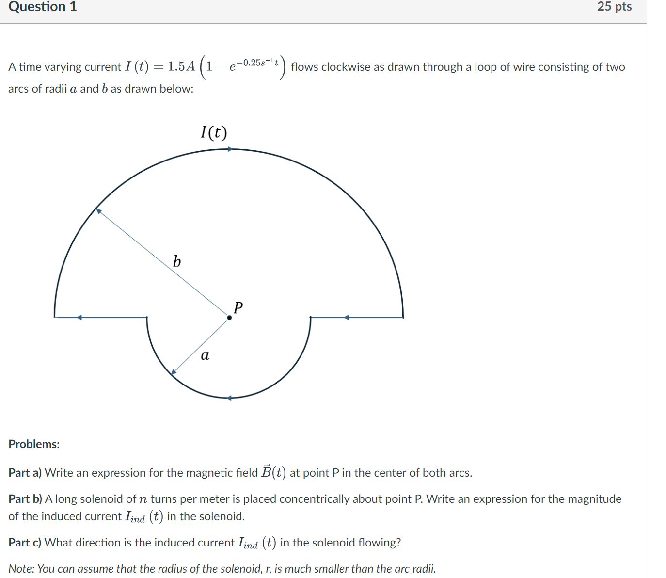 Solved Question 125 ﻿ptsA time varying current | Chegg.com