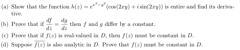 Solved Let f : C -> C and g : C -> C be analytic functions | Chegg.com