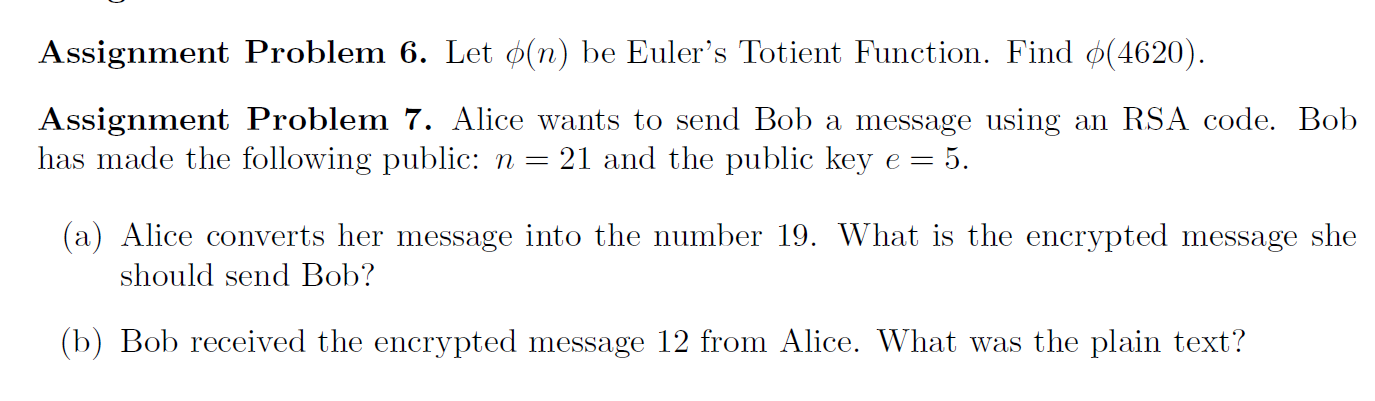Solved Assignment Problem 6 Let ϕ N Be Eulers Totient