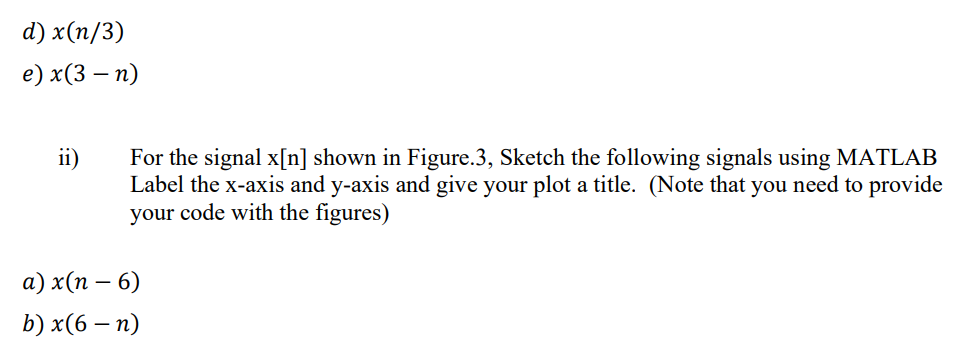 Solved Question\# 3 i) For the signal x[n] shown in | Chegg.com