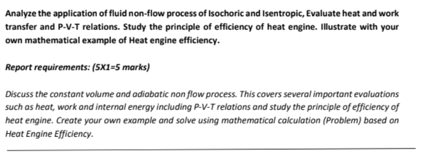 Solved Analyze the application of fluid non-flow process of | Chegg.com