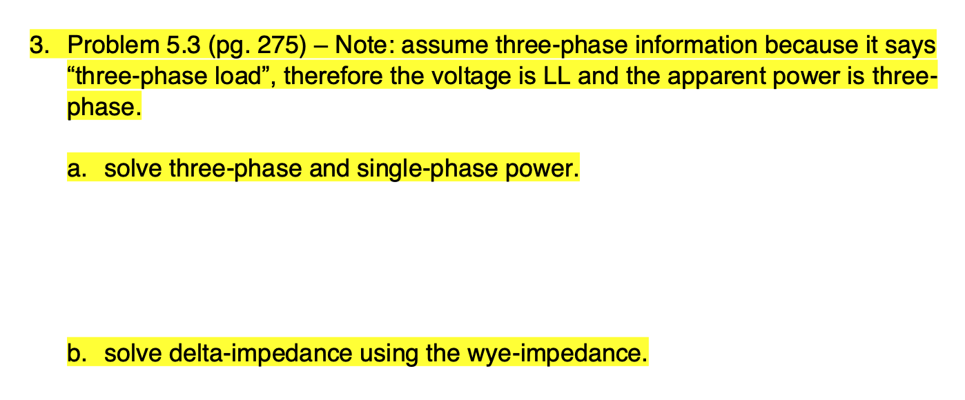 Solved 3. Problem 5.3 (pg. 275) – Note: assume three-phase | Chegg.com